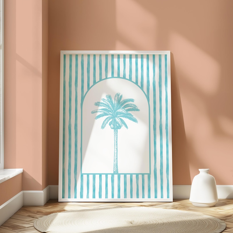 Blue Palm Print - Etsy