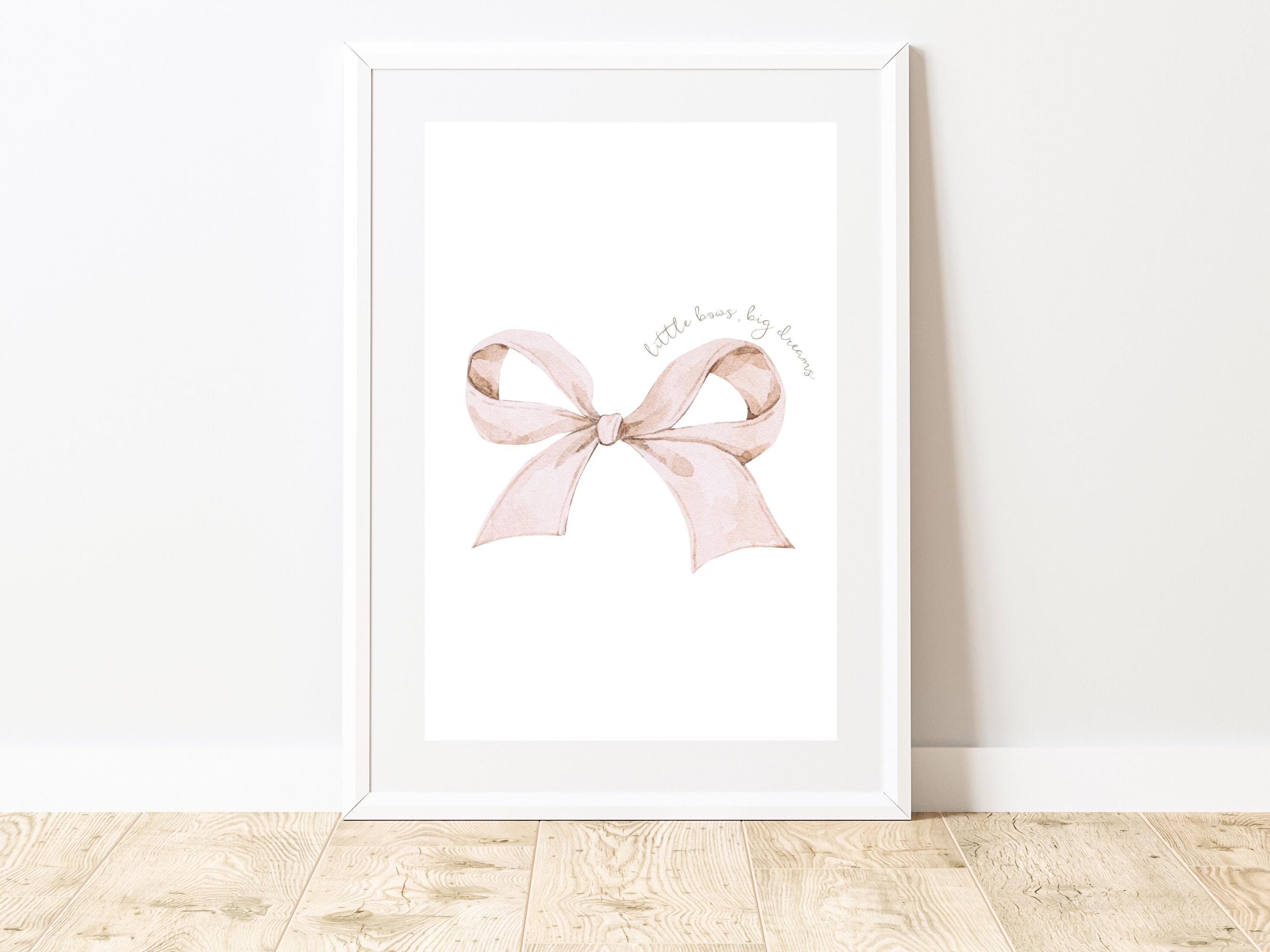 Pink Bow Nursery Print, Coquette Poster, Vintage Nursery, Baby Girl ...