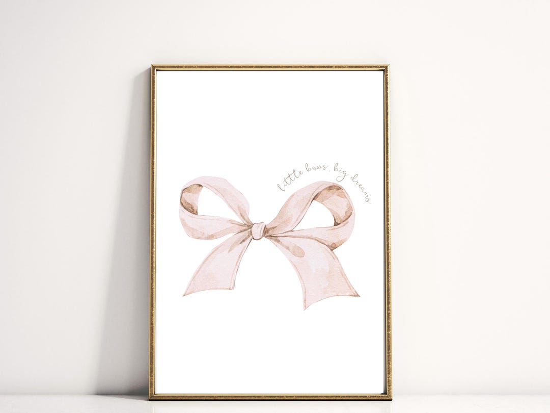 Pink Bow Nursery Print, Coquette Poster, Vintage Nursery, Baby Girl ...