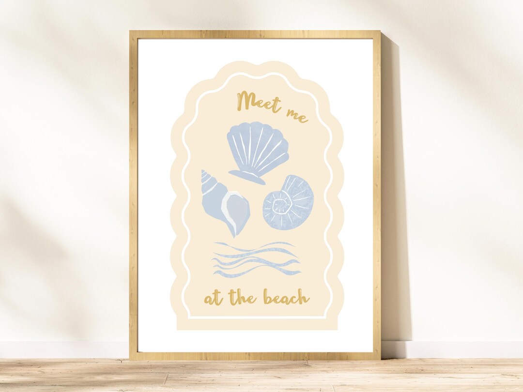 Meet Me at the Beach Print Beachy Digital Prints Blue Beachy Room Decor ...