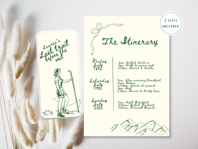 Last Trail Before the Veil Hiking Bachelorette Itinerary Template ...