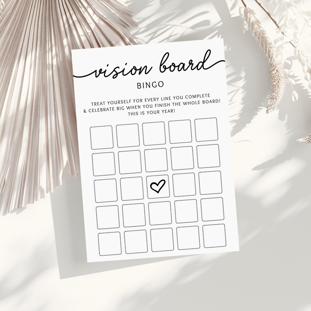 Vision Board Bingo Cards Editable Template, Digital Goal Tracker ...