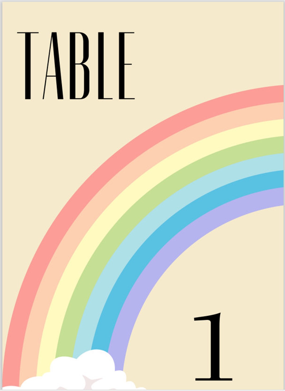 1-25 Pastel Rainbow Table Numbers - Etsy