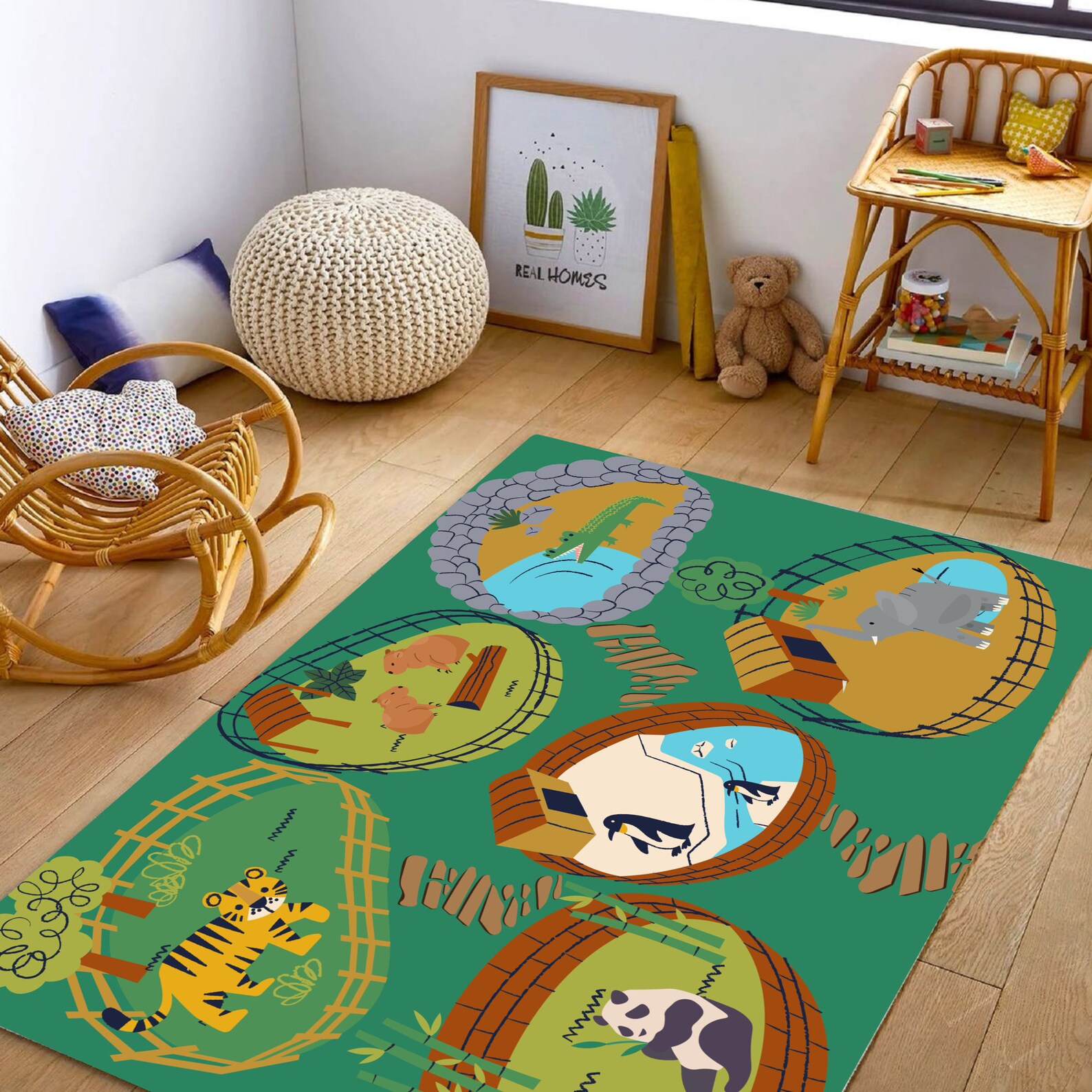 Zoo Map Activity Rug, Nursery Rug, Carpet for Playroom, Childrens Room ...