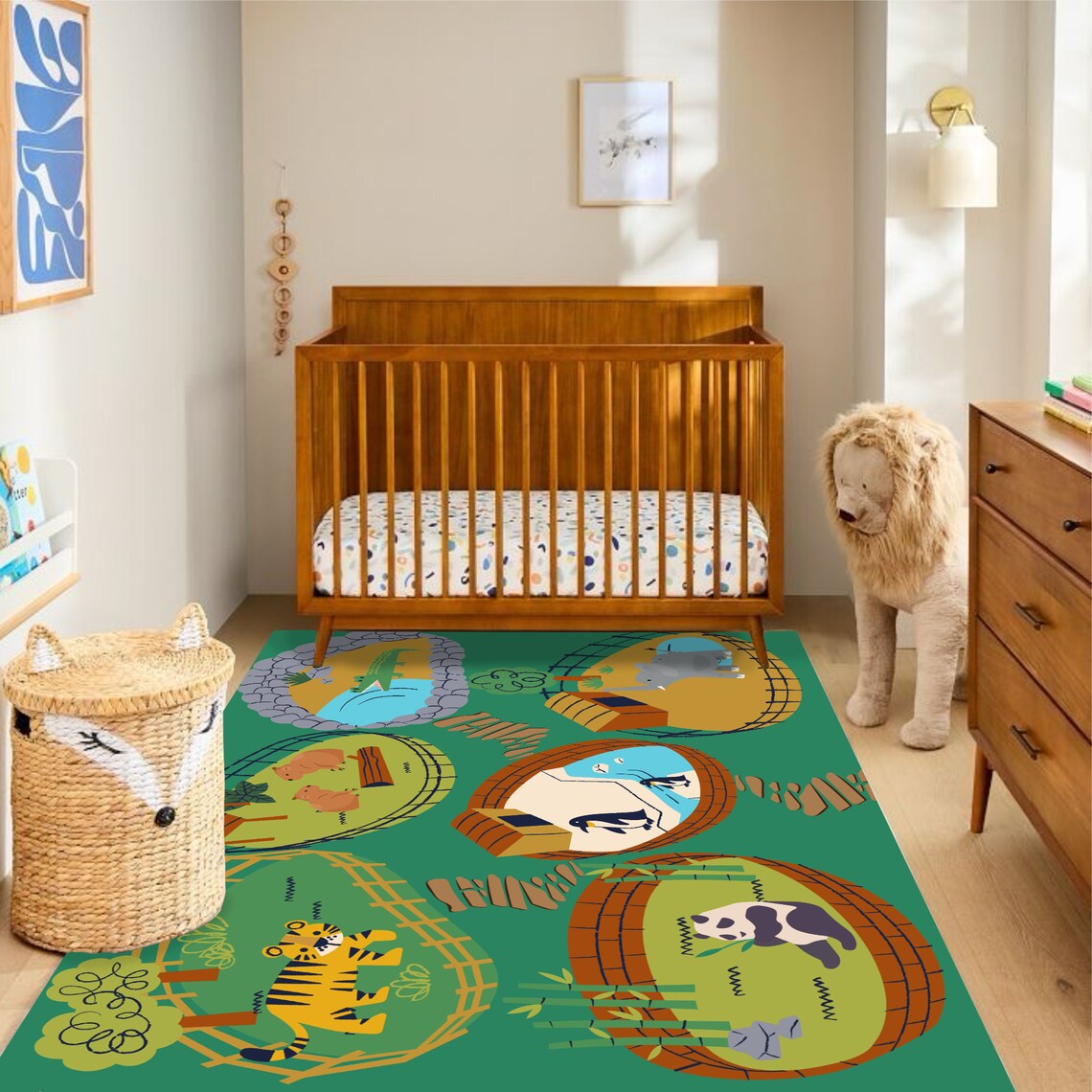 Zoo Map Activity Rug, Nursery Rug, Carpet for Playroom, Childrens Room ...