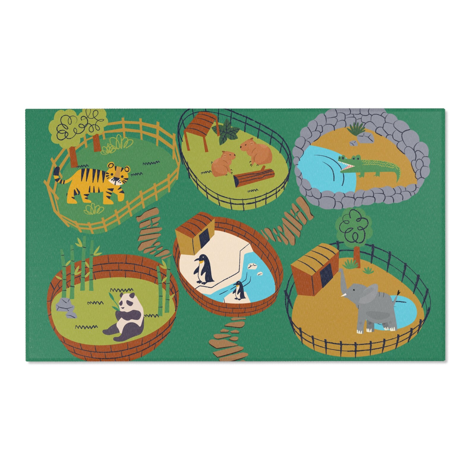 Zoo Map Activity Rug, Nursery Rug, Carpet for Playroom, Childrens Room ...
