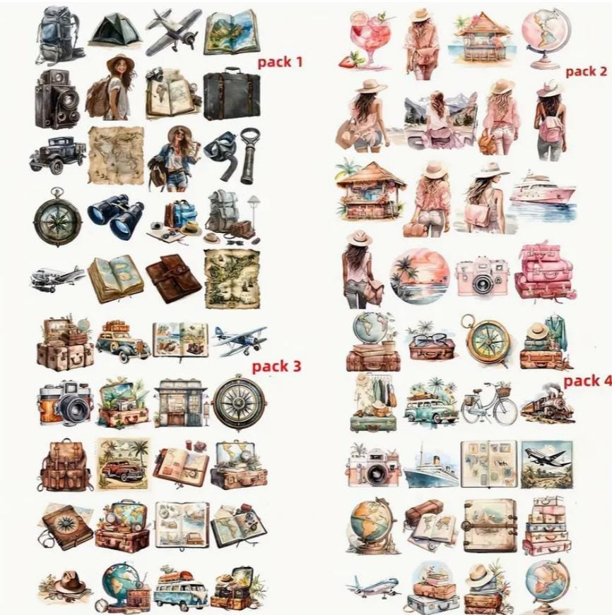 10 Packs Travel-themed Sticker Collection - Vibrant Journaling ...