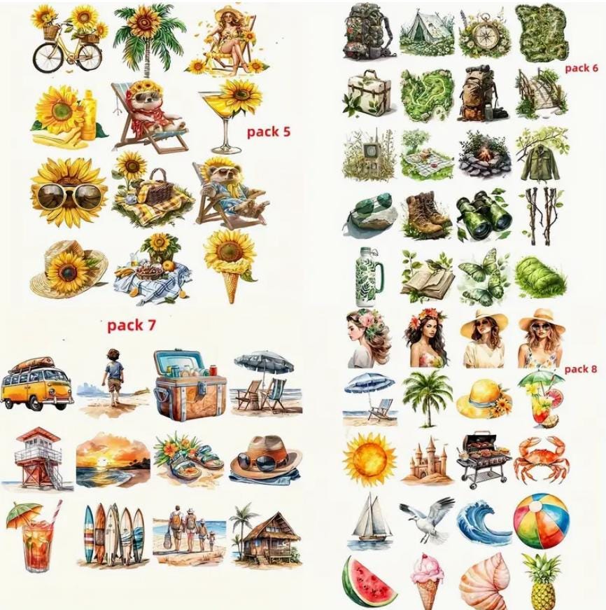 10 Packs Travel-themed Sticker Collection - Vibrant Journaling ...