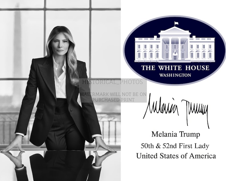 Melania Trump First Lady Official 2025 White House Autographed Portrait ...