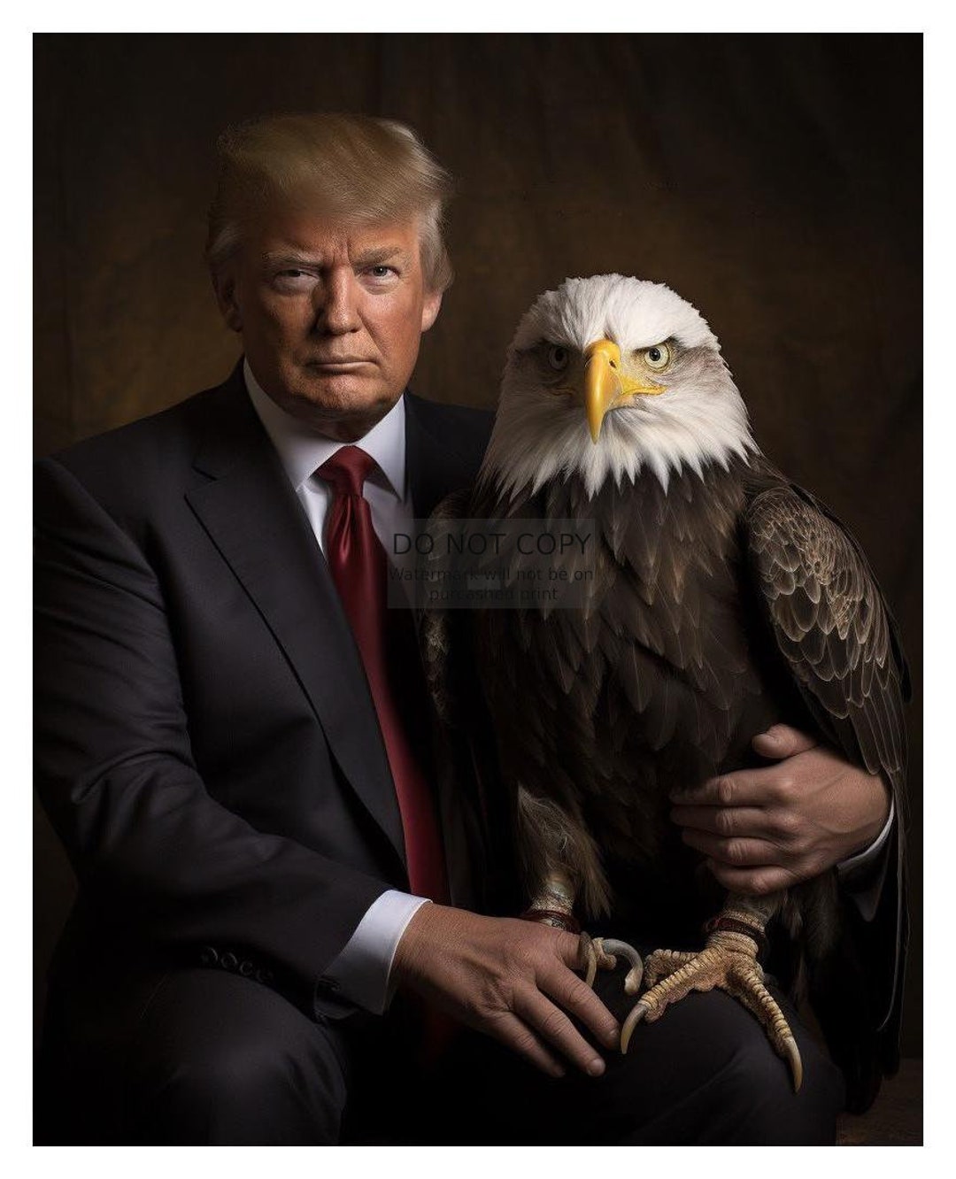 President Donald Trump Holding Bald Eagle 4X6, 5X6, 8X10 AI Photo - Etsy