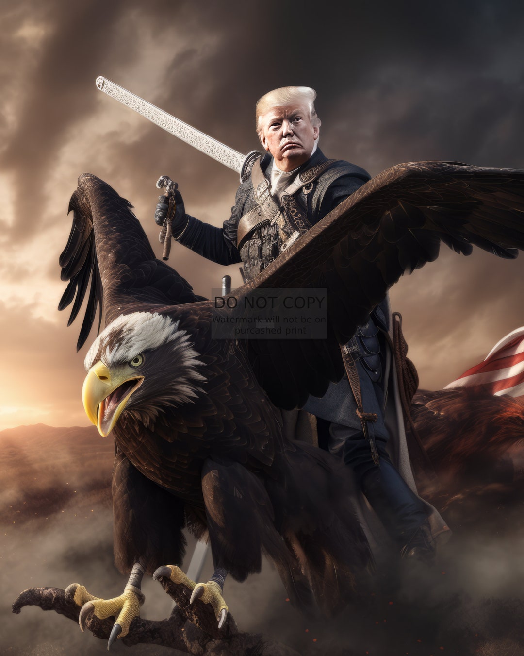 President Donald Trump Riding Bald Eagle 4X6, 5X7, 8X10, 11X14, 13X19 ...