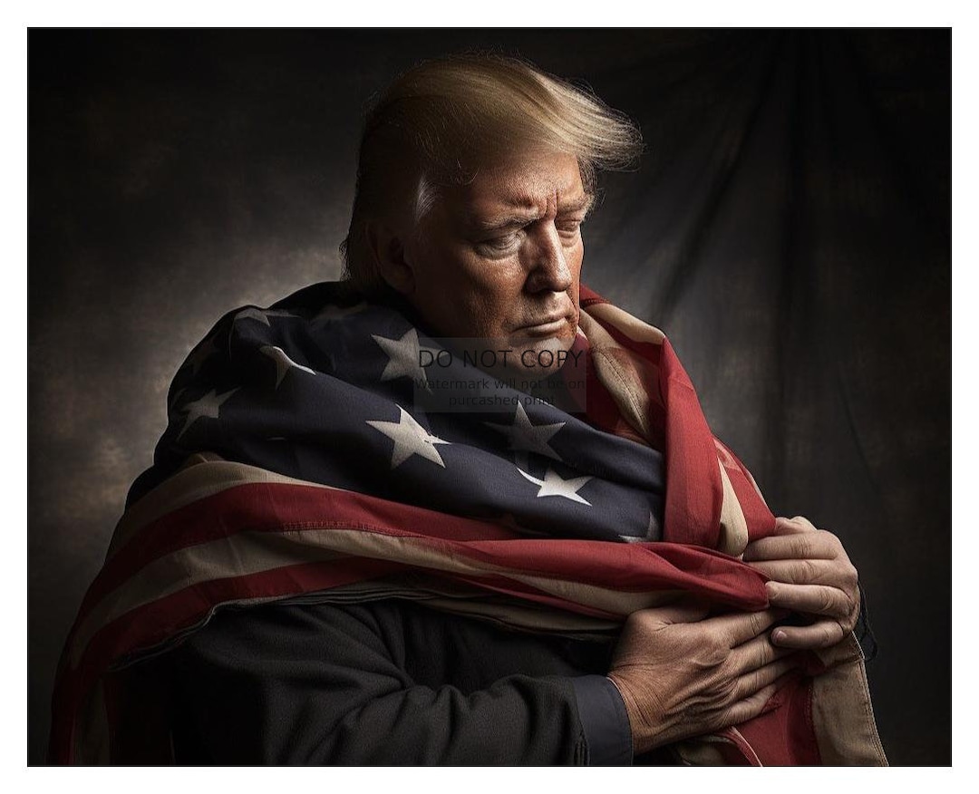 President Donald Trump American Flag Wrapped Around Him 8X10 AI ...