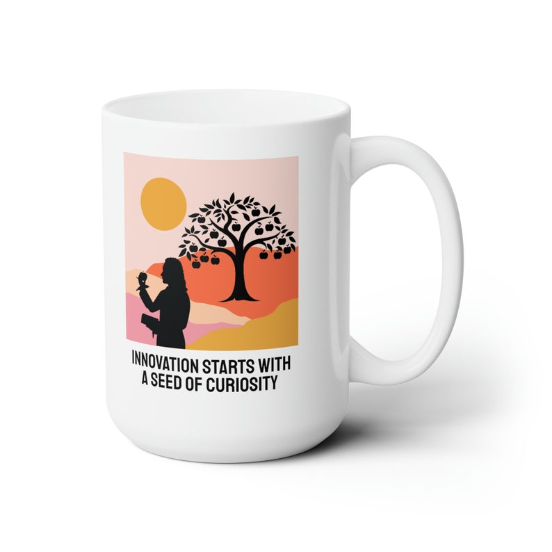 Newton's Apple Tree Motivational White Mug: Innovation Starts With a Seed of Curiosity - Etsy