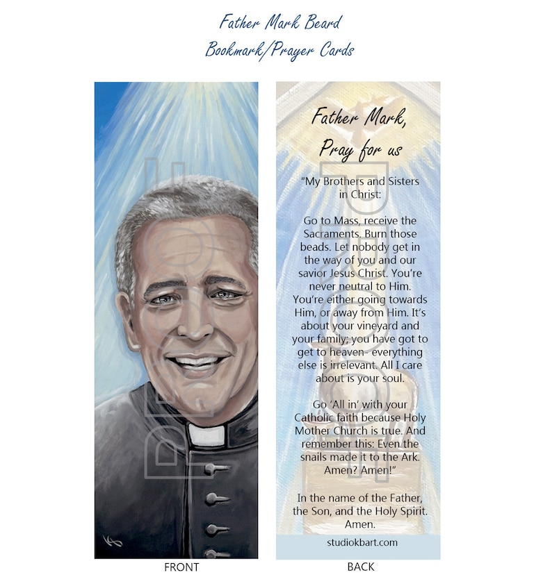 Father Mark Beard Bookmark/prayer Cards - Etsy