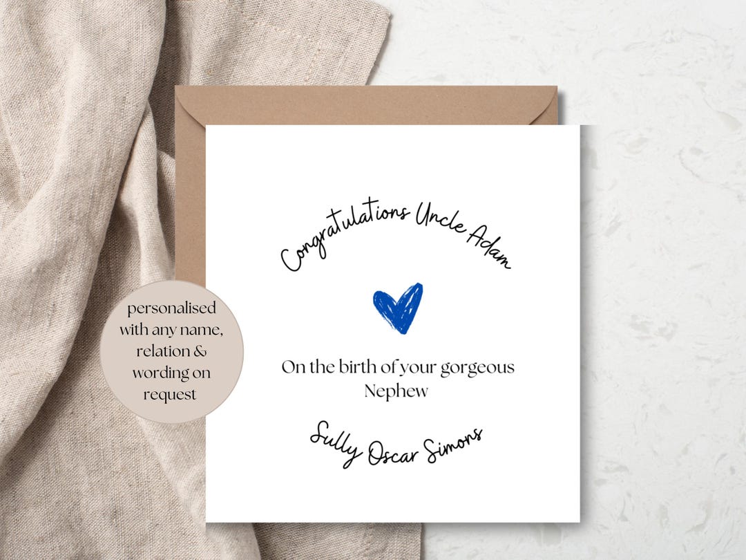 Congratulations New Uncle Personalised Card - Nephew - Etsy UK