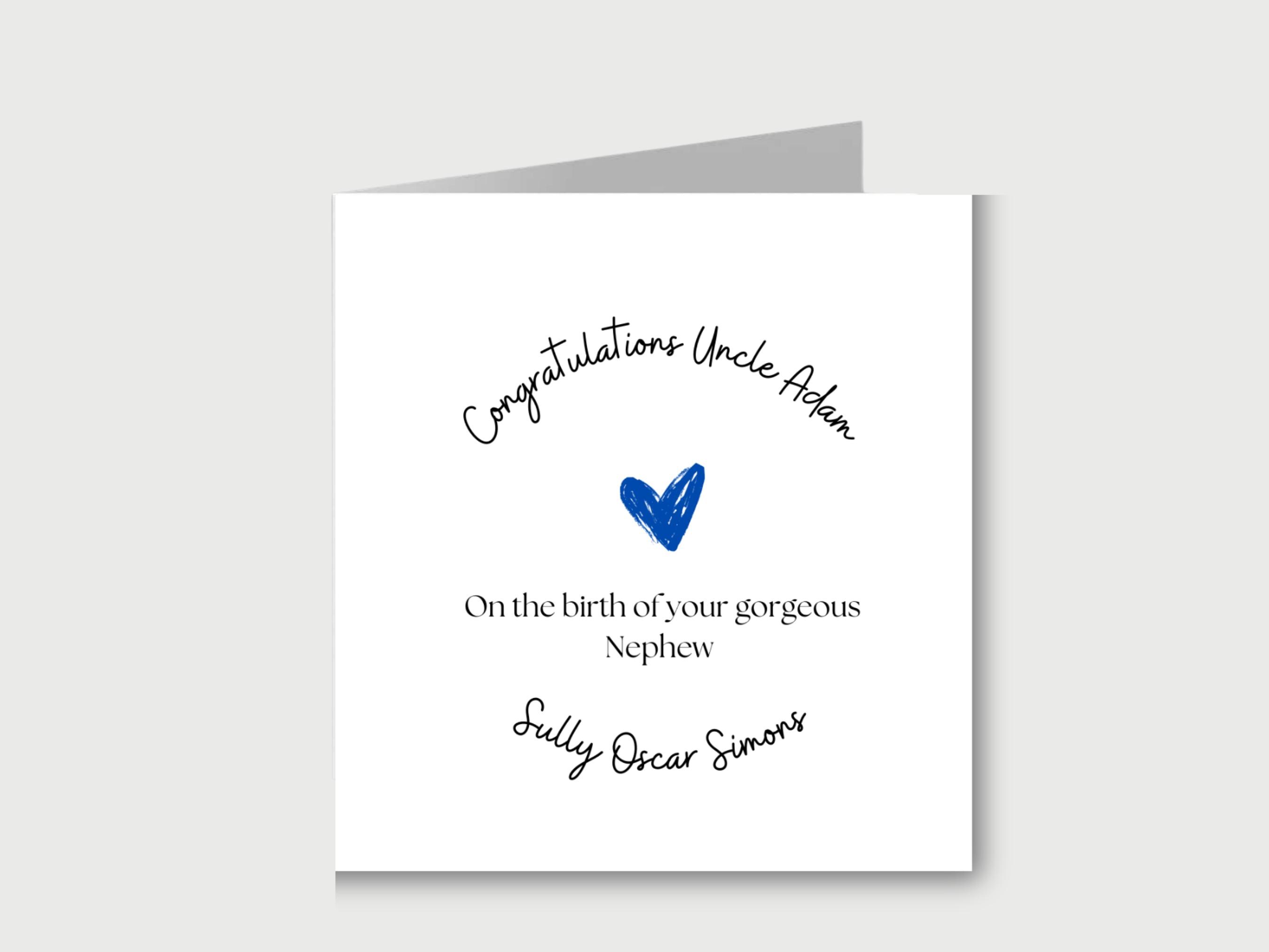 Congratulations New Uncle Personalised Card - Nephew - Etsy UK