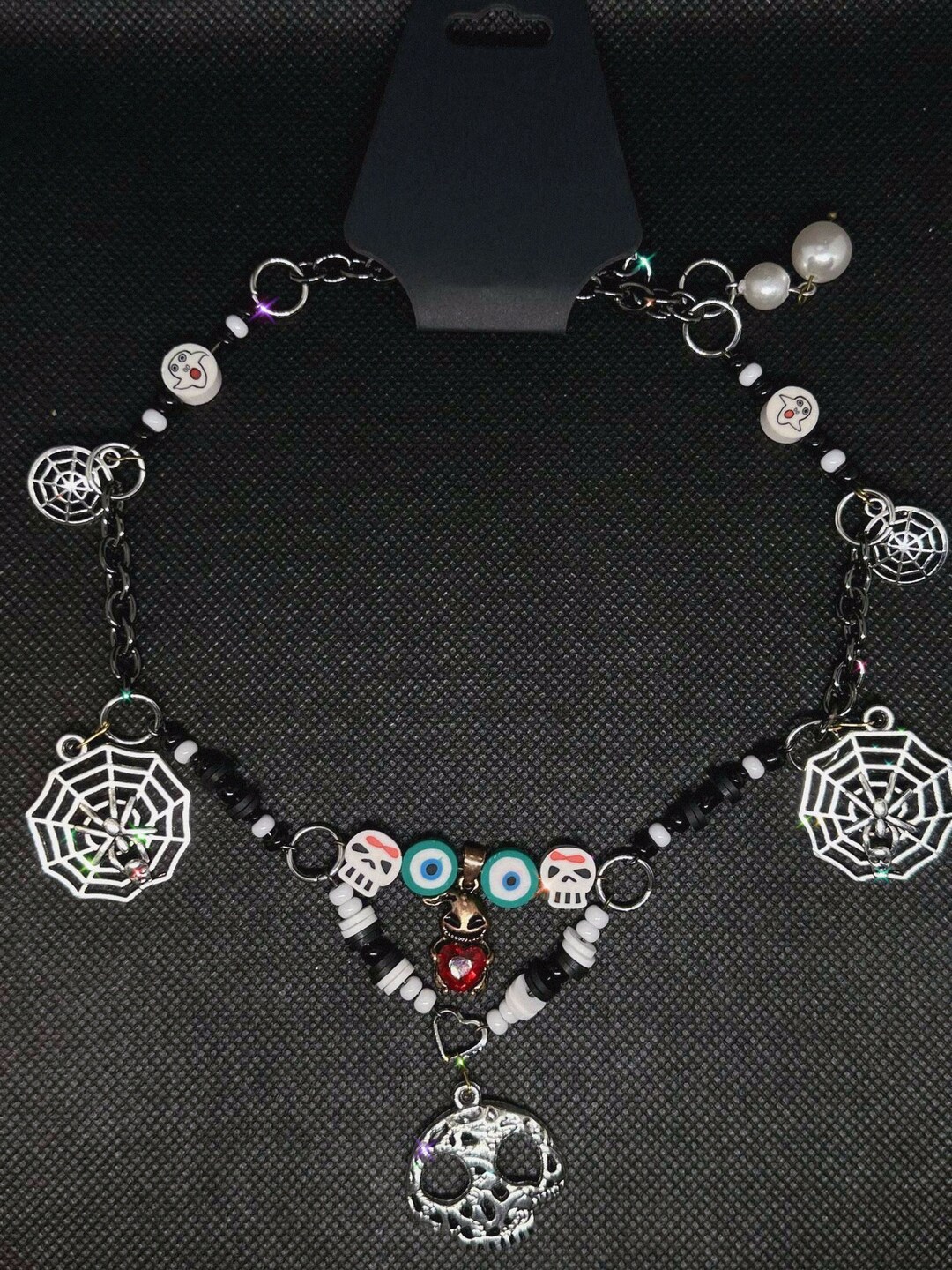 Oogie Boogie Voodoo Nightmare Before Christmas Heart Charm Chain Choker ...