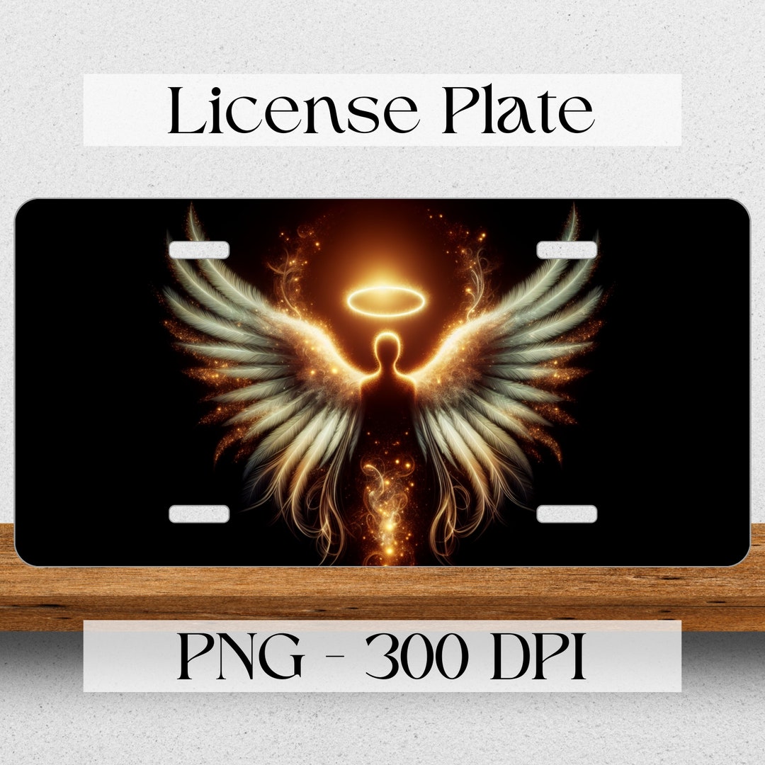 Angel Wings PNG, Digital Download, POD Design, 12 by 6 Inch Car License ...