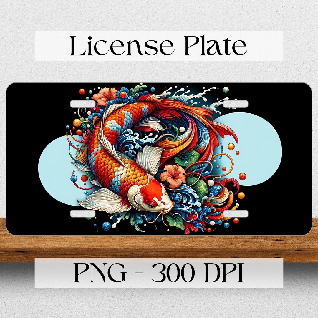 Carp Koi Fish PNG, Funny 12 by 6 Inch Car License Plate Design, Digital ...