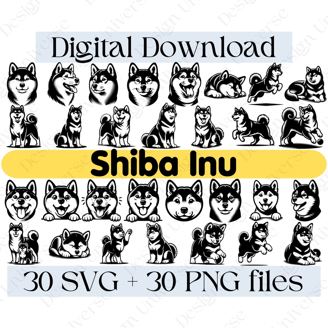 Shiba Inu Bundle PNG, Dog SVG Bundle, Digital Download, POD Design - Etsy