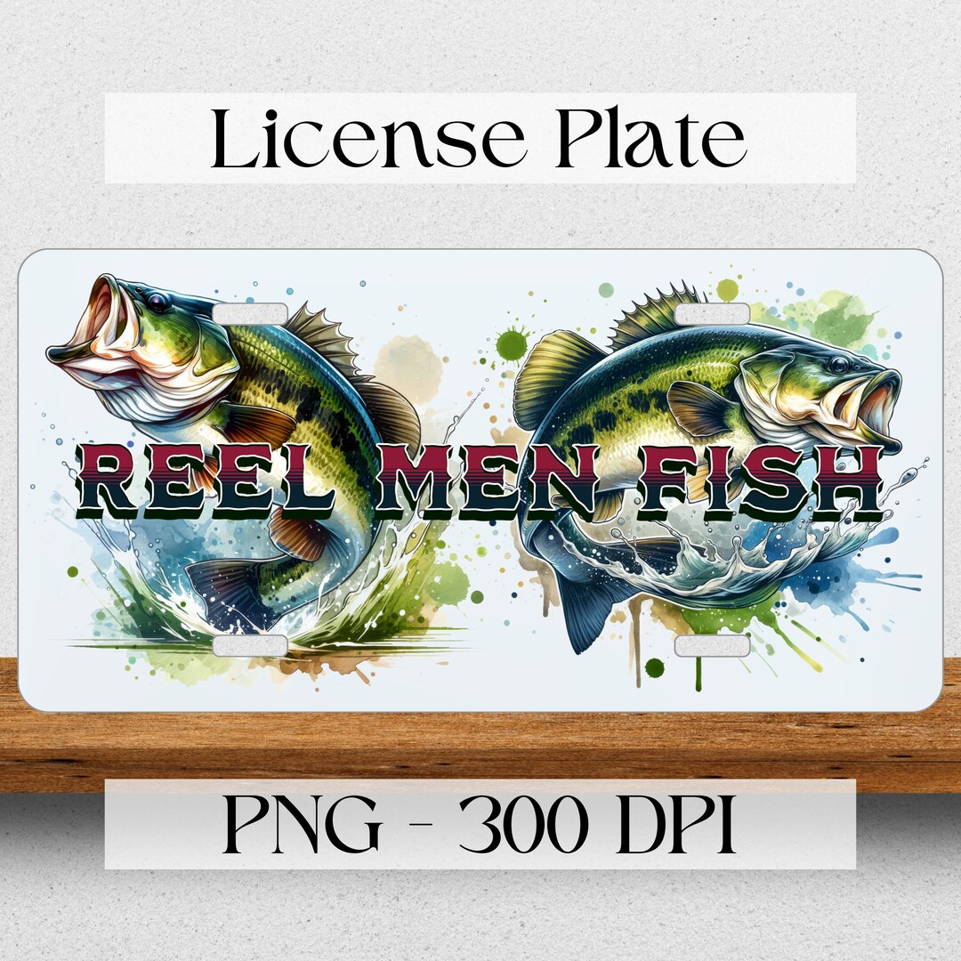 Fisherman License Plate PNG, Fishing PNG, Digital Download, POD Design ...