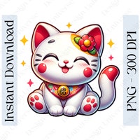 Chinese Floral Cat Illustration PNG Design, Chinese Cat Png, Asian ...