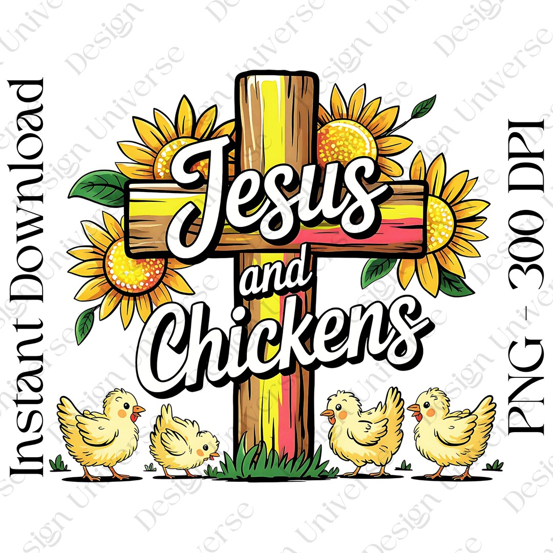 Jesus and Chickens PNG, Digital Download, POD Design - Etsy