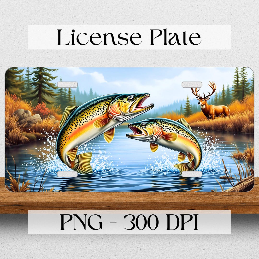 Fisherman License Plate PNG, Trout Fishing PNG, Digital Download, POD ...