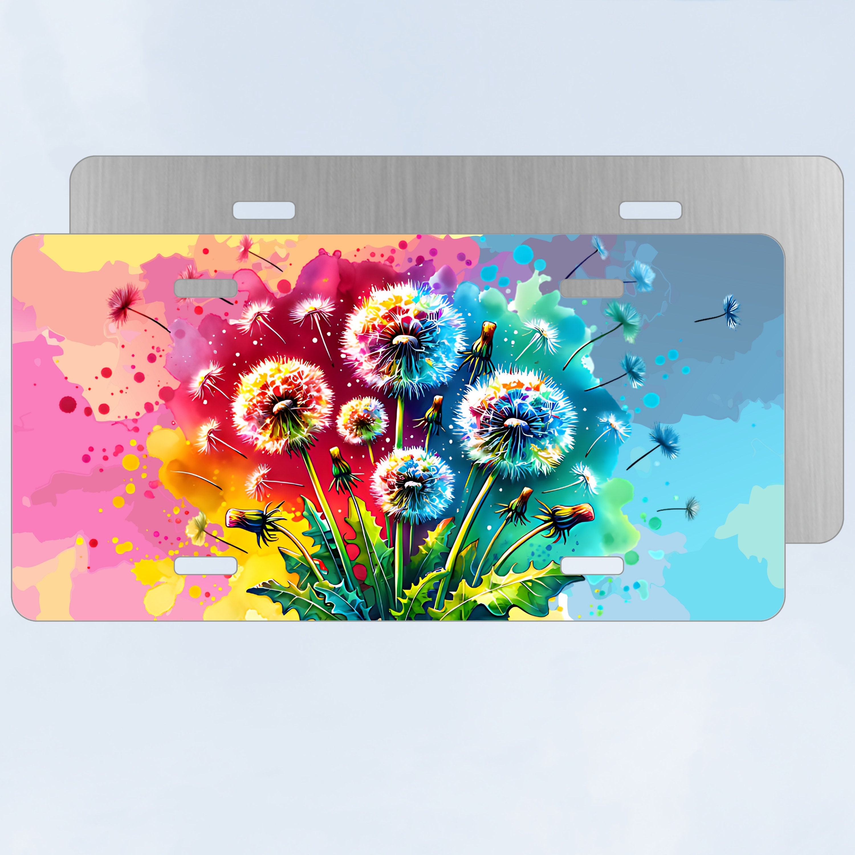 Dandelions PNG, Digital Download, POD Design, 12 by 6 Inch Car License ...
