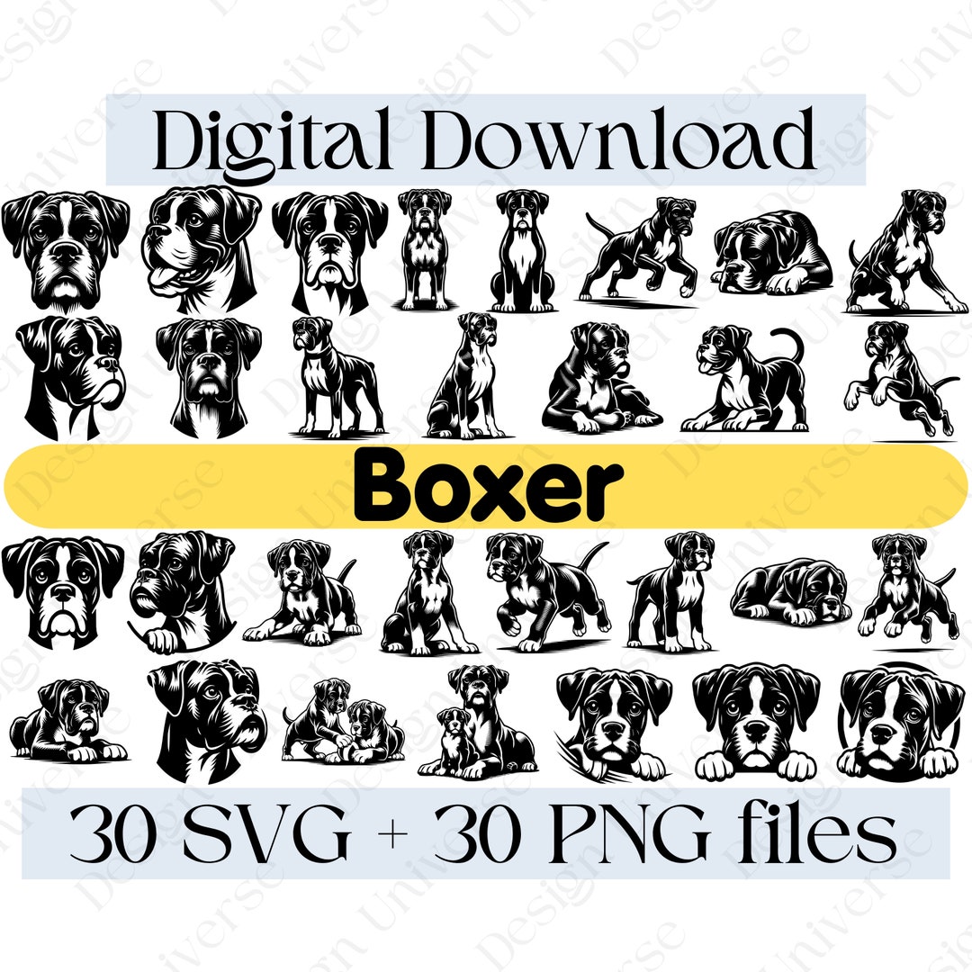 Boxer Bundle PNG, Dog SVG Bundle, Digital Download, POD Design - Etsy