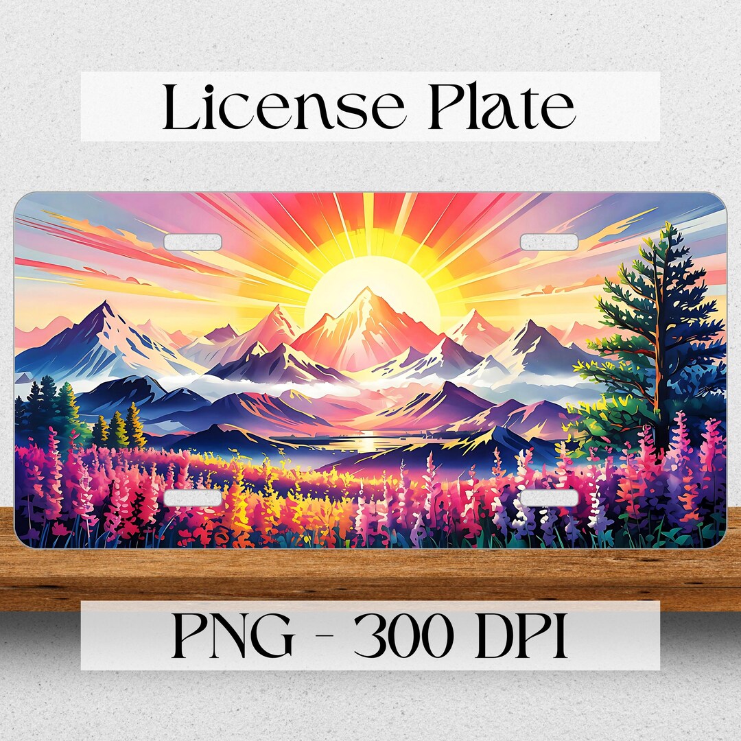 Mountains License Plate PNG: Colorful Car Tag Design (digital Download ...