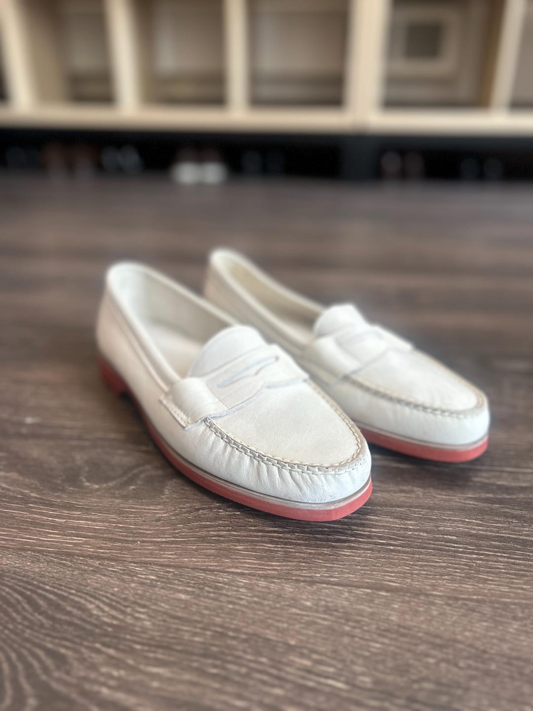 Cream Colored Suede Penny Loafer by Dexter. - Etsy
