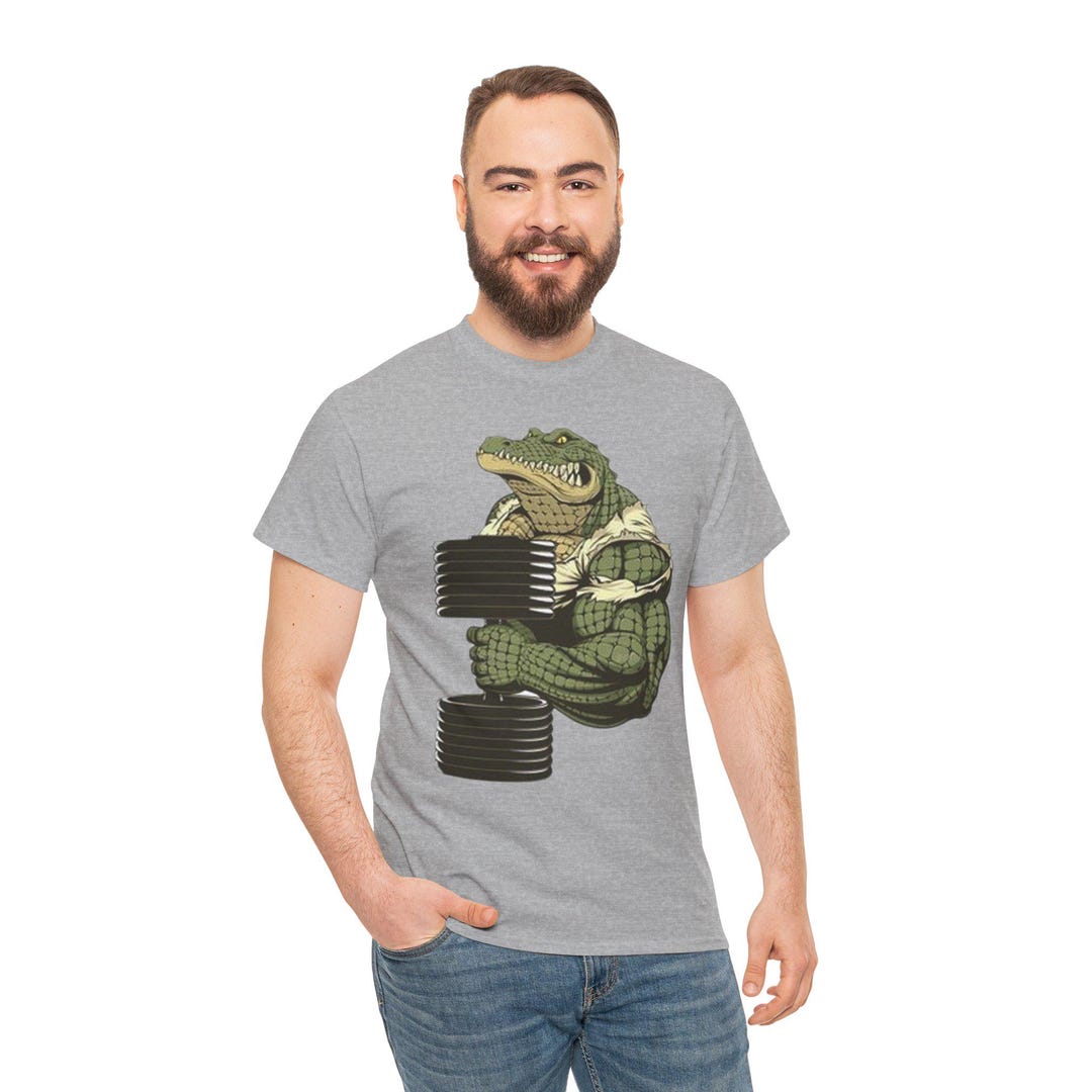 Alligator Lifting Dumbbells T-shirt | Gym Workout Croc Illustration - Etsy