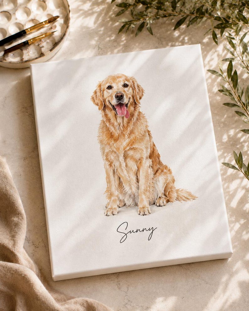 Custom Watercolor Dog Portrait, Hand-painted Pet Keepsake, Gallery ...