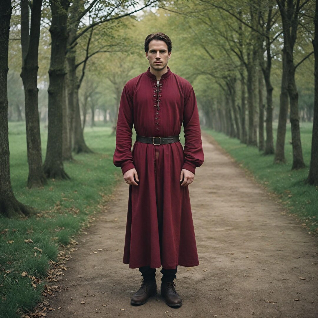 Classic Burgundy Medieval Tunic | Men's Lace up Front Renaissance ...