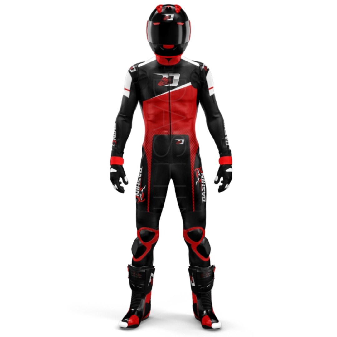Durable Red and Black Racing Suit Sleek Motorcycle Riding Gear ...