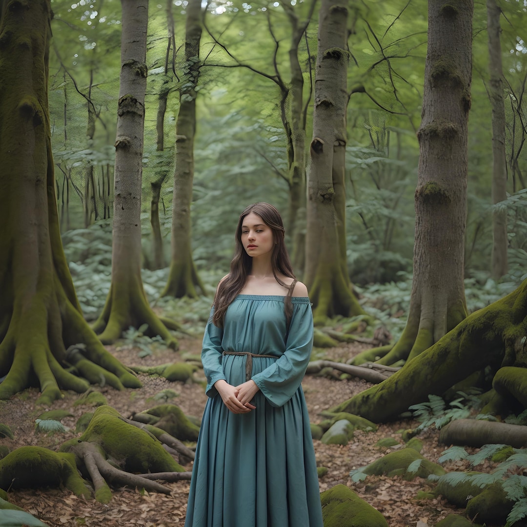 Medieval Blue Tunic Dress for Women | Renaissance Norse Cosplay Outfit ...