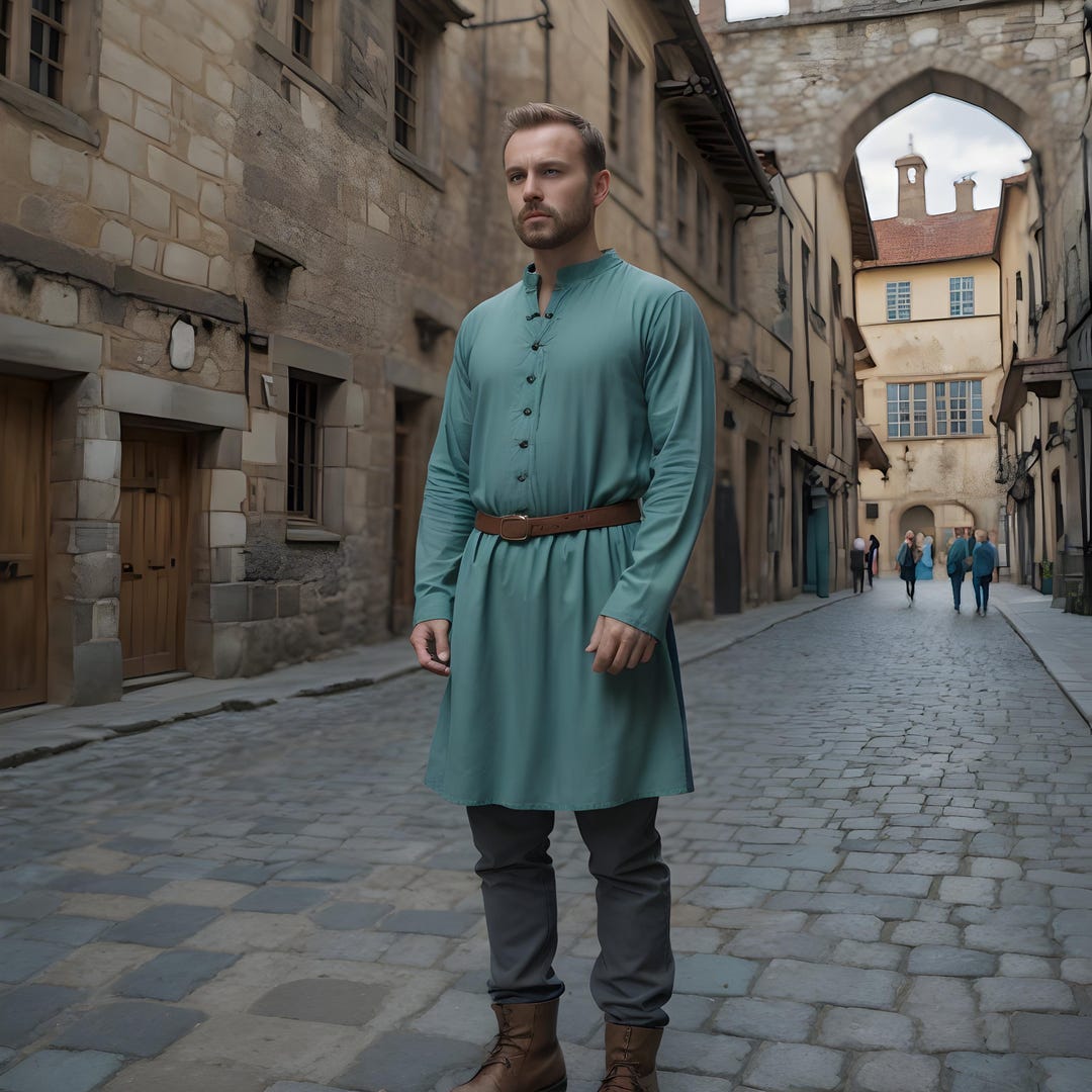 Noble Teal Green Men's Tunic | Long Sleeve Medieval Shirt | Renaissance ...