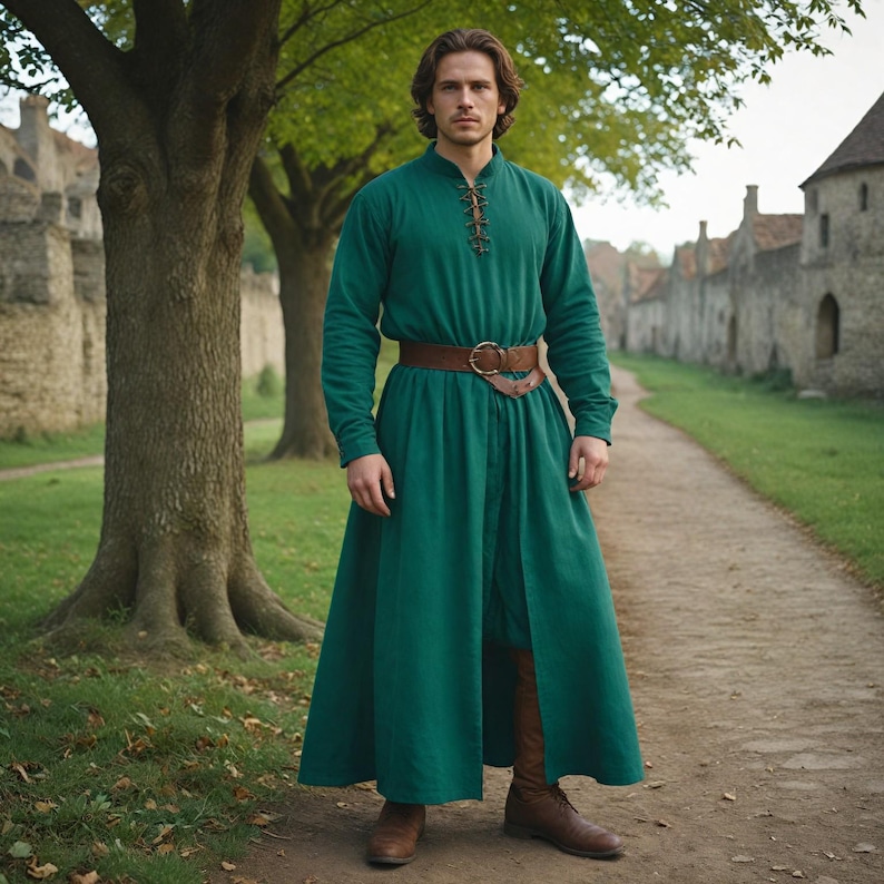 Emerald Green Viking Medieval Tunic | Men's Renaissance Cosplay | Larp Historical Reenactment ...