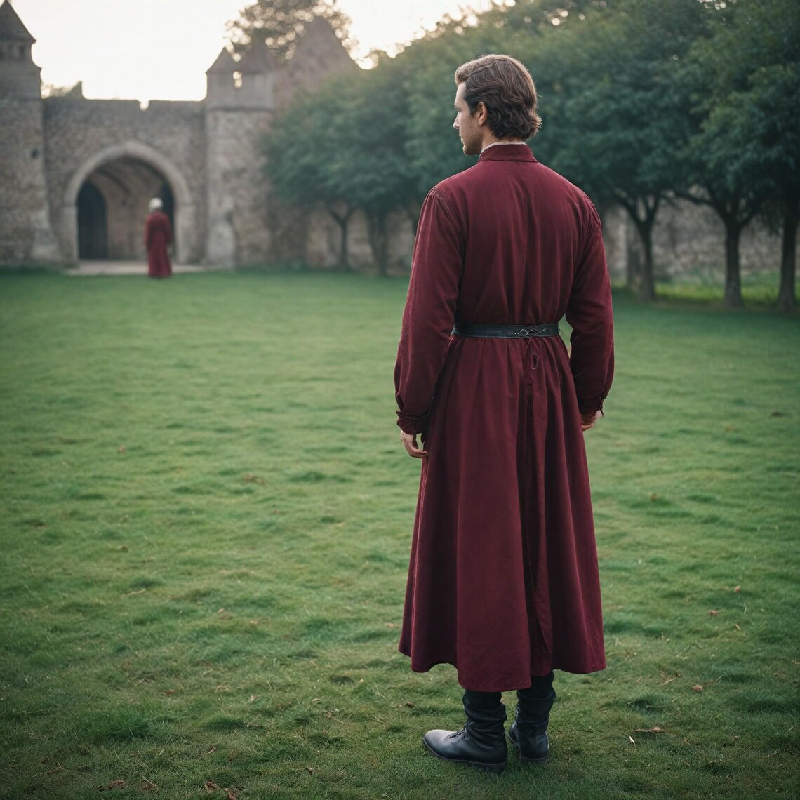 Classic Burgundy Medieval Tunic | Men's Lace up Front Renaissance ...