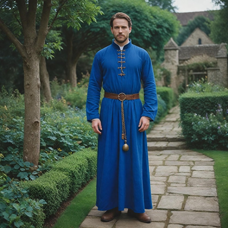 Men Royal Blue Medieval Tunic Dress Nobleman's Renaissance Viking ...
