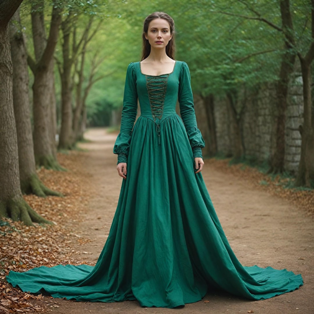 Women Enchanting Elven Gown | Renaissance Princess Lace up Maxi ...
