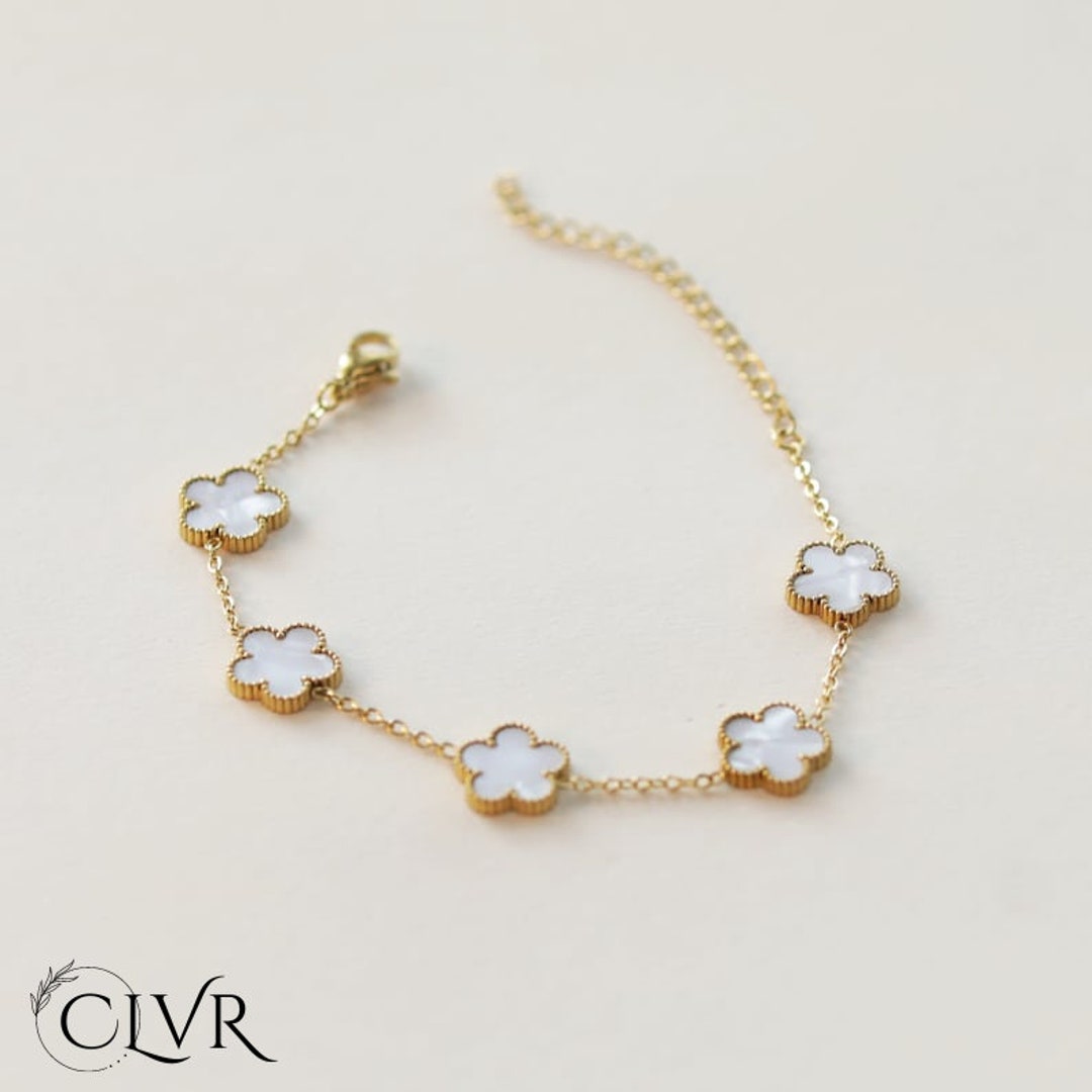 High Quality Five Leaf Clover Bracelet 18K Gold Plated Jewelry Van ...
