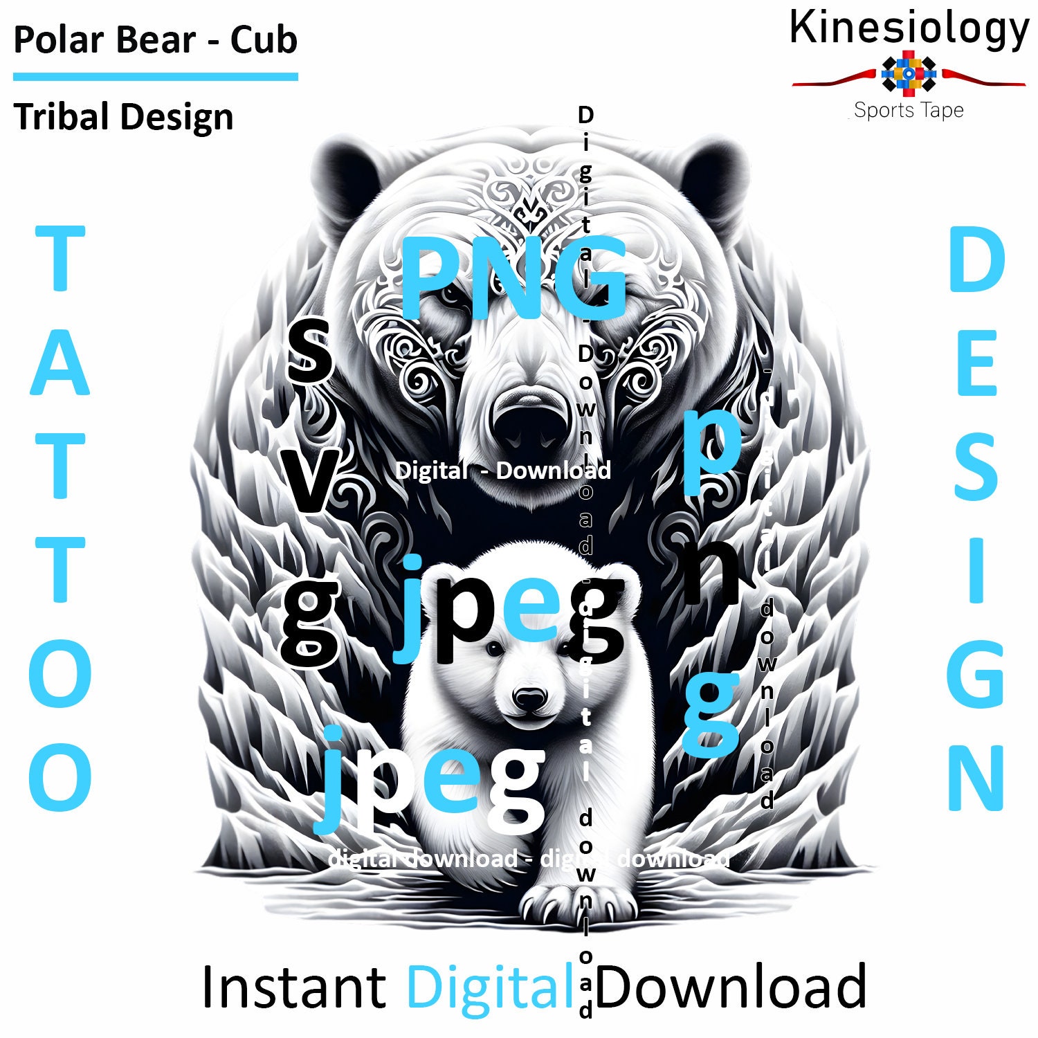 Polar Bear Digital Art PNG, JPEG & SVG Instant Download for Apparel ...