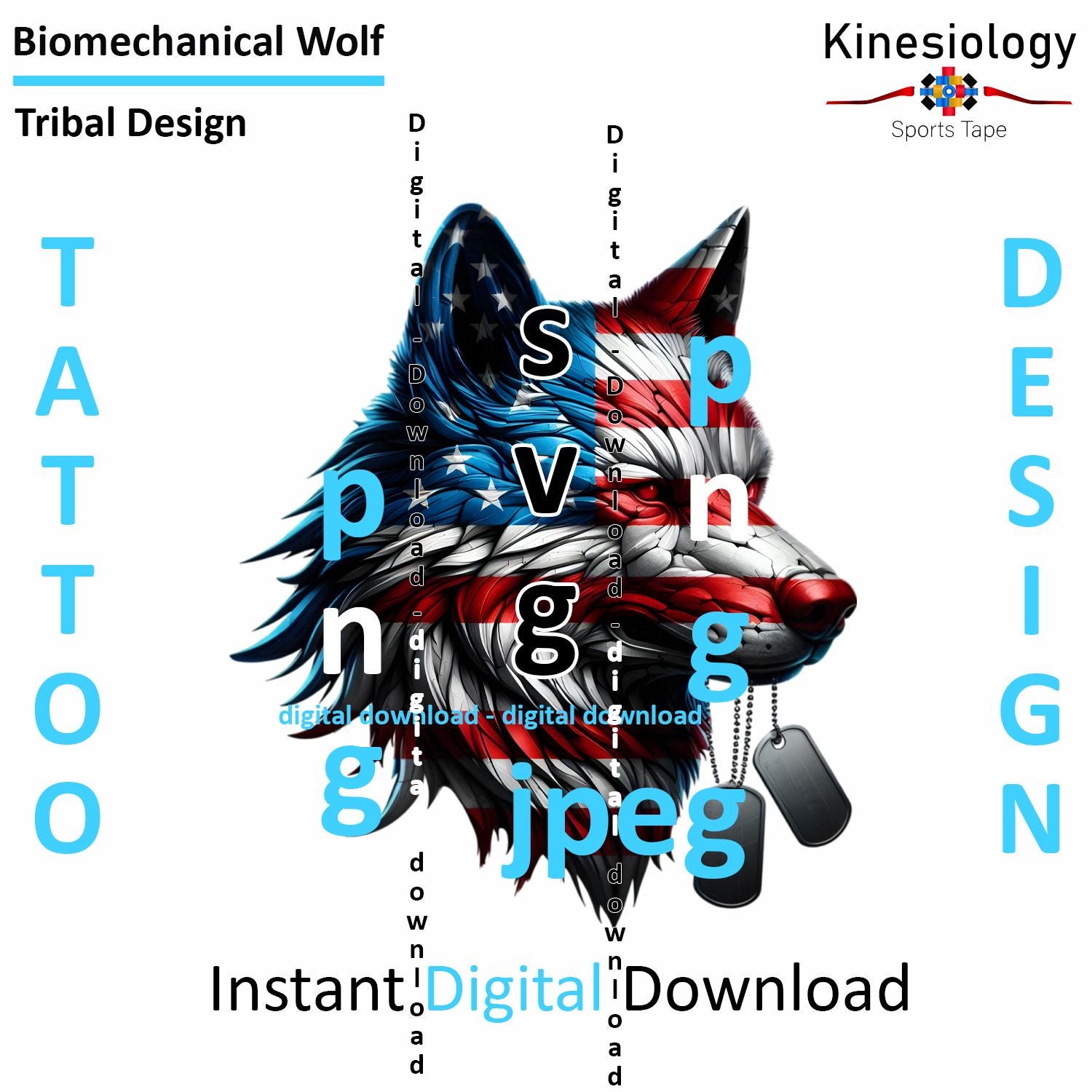 American Patriot - Biomechanical Wolf Instant Digital Download Military ...