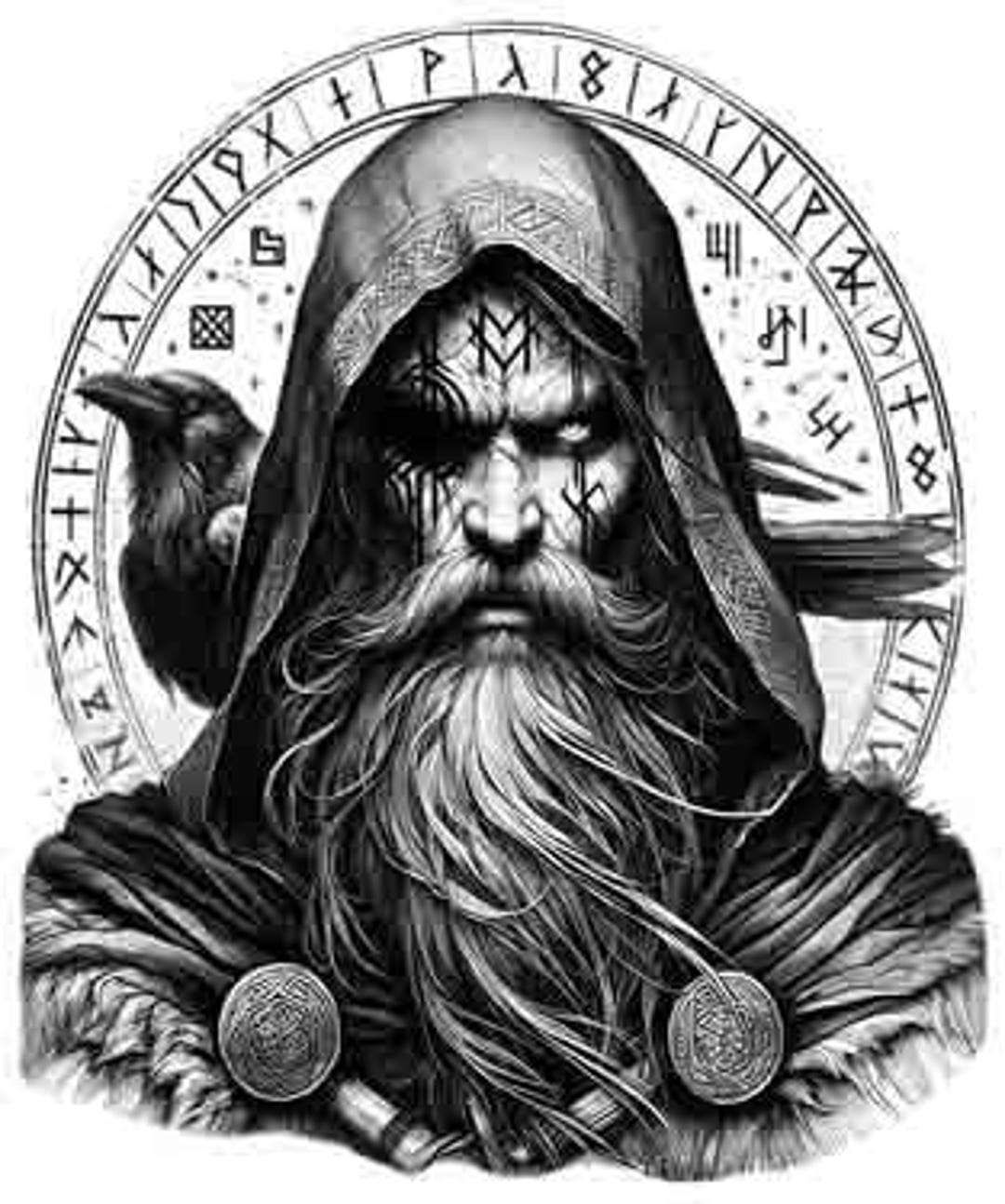 Viking Warrior Odin Digital Art PNG JPEG & SVG Tribal Tattoo Download ...