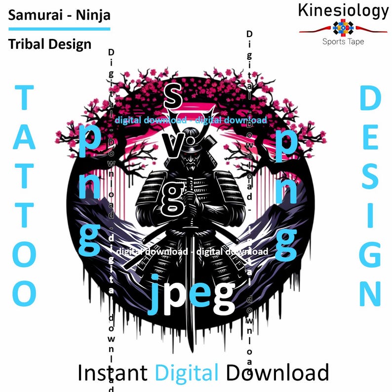 Samurai Shinigami Warrior - Veilwalker Japan Png Digital Art PNG JPEG & SVG Instant Tattoo ...