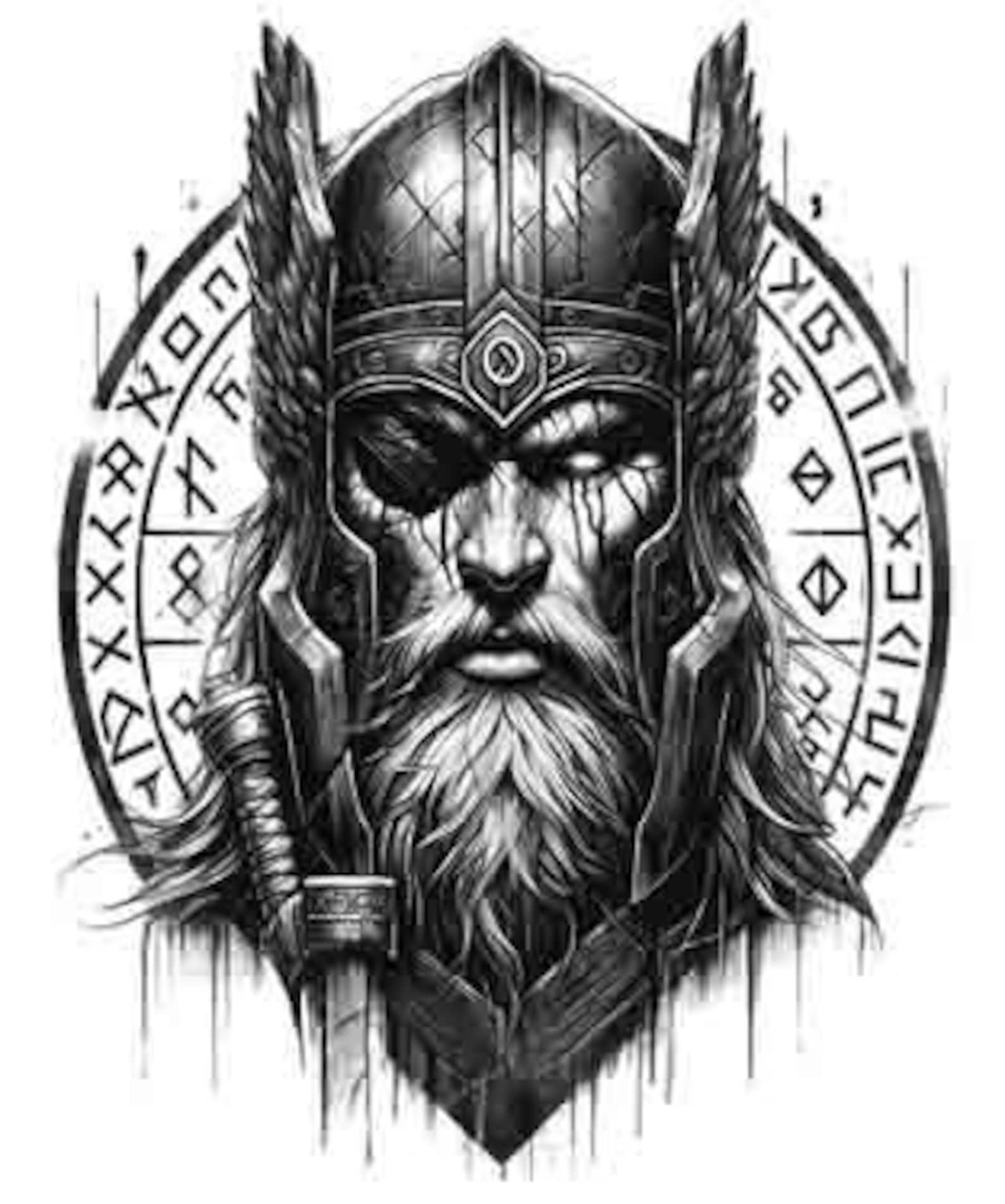 Viking Warrior Odin Digital Art PNG JPEG & SVG Tribal Tattoo Download ...
