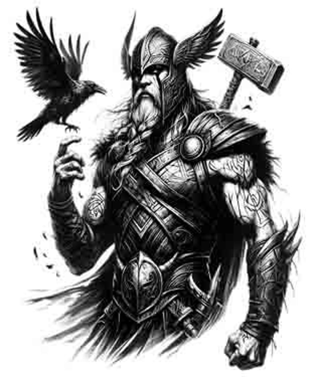 Viking Warrior Odin Digital Art PNG JPEG & SVG Tribal Tattoo Download ...