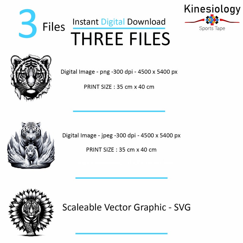 Tiger Cub Digital Art PNG SVG and JPEG Tribal Tattoo Black Instant ...